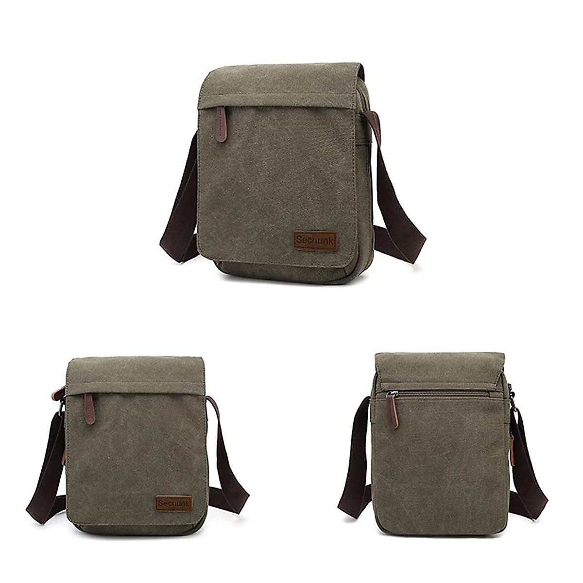 Sechunk Middle Vintage Canvas Messenger Cross body bag Shoulder bag (Green, middle)