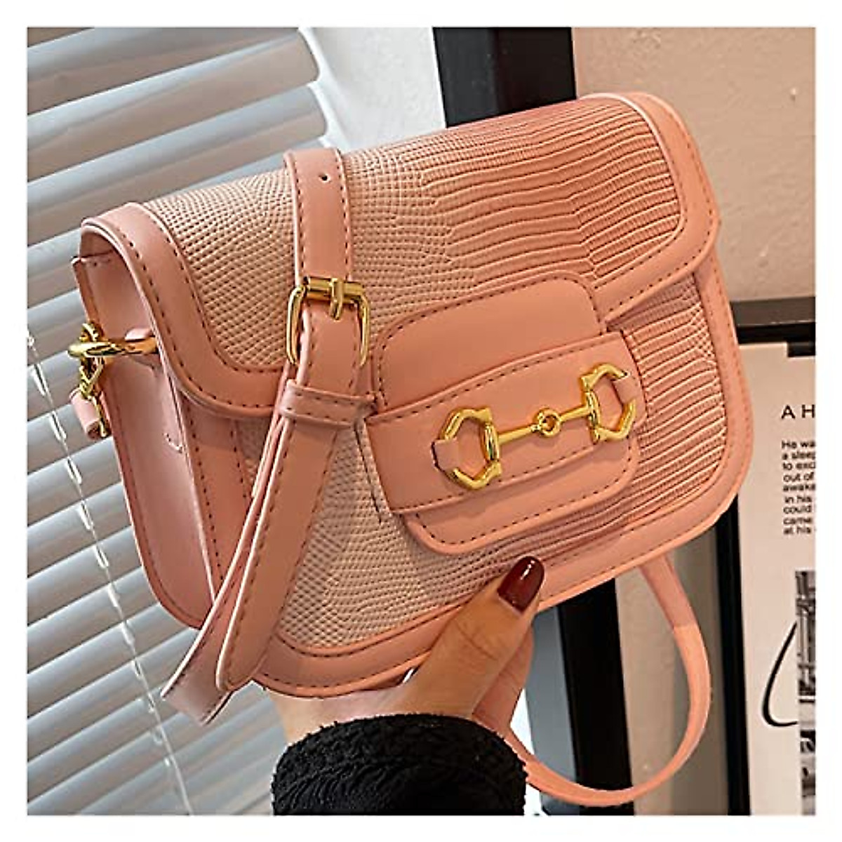 ENMESI Womens Quality PU Leather Shoulder Crossbody Bags Teenage Girls Bag Luxury Square Purses (Color : Black, Size : 8 * 6 * 3inch)