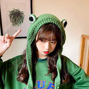 Cnorialy Frog Headband Hat Cute Crochet Knitted Headband Outdoors Big Eye Frog Cap Earflap Ear Protective