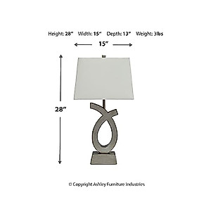 Signature Design by Ashley Amayeta Modern 28" Art Sculptured Design Table Lamp, 2 Count, Silver