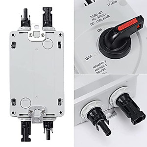IP66 Solar Combiner Box， 32A PV DC Isolator Switch with Solar Connector for Solar Panel Solar Power System RV, Boats, and Off/On-Grid Solar System