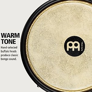 Meinl Percussion Bongos Hand Drum Set 6.5" and 7.5" with Synthetic Shells and Tuning Key — NOT Made in China — Journey Series, 2-Year Warranty (HB50BK)