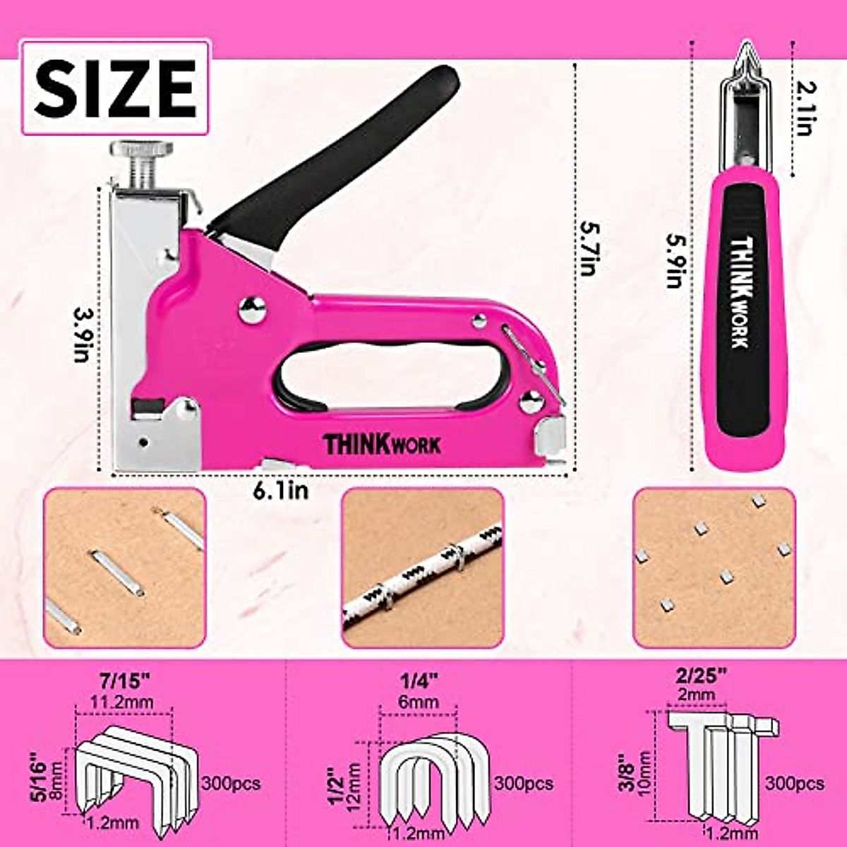 27Pc Staple Gun Set, Pink Staple Guns/Home Use, 3 in 1 Upholstery Staple Gun with 900 Staples, Stapler Gun for Wood Heavy Duty, Fabric, Crafts, Decoration DIY, Home Tool Kit Christmas Gift for Women