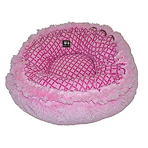 Bessie and Barnie Pink It Fence/Bubble Gum Luxury Shag Ultra Plush Faux Fur Bagelette Pet/Dog Bed (Multiple Sizes)