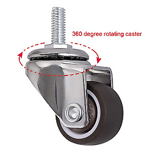 Skelang 4 Pcs 1" Swivel Stem Threaded Casters, TPE Mute Caster Wheel M6 ×15, Replacement for Carts Trolley, Baby Bed, Furniture Cabinet, Table, Total Load Capacity 99Lbs