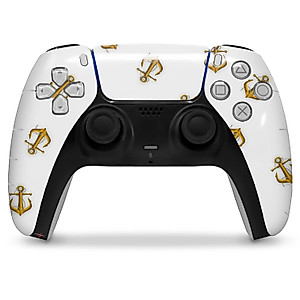 WraptorSkinz Skin Wrap compatible with Sony PS5 DualSense Controller Anchors Away White (CONTROLLER NOT INCLUDED)