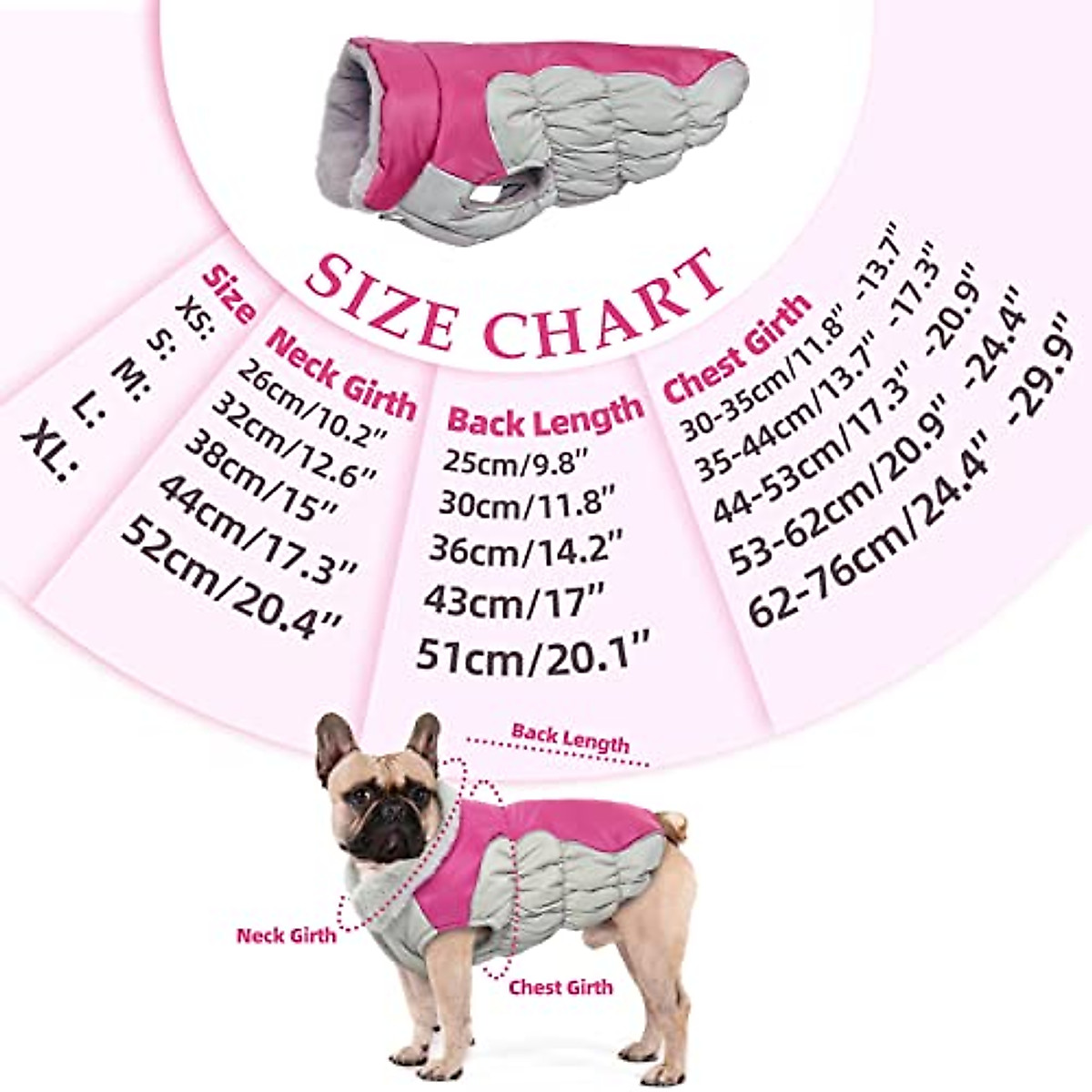 MKubwaa Polar Fleece Dog Jacket, Reflective Dog Cold Weather Coat Vest for Small Medium Dogs, Winter Waterproof Puppy Clothes with Fur Collars, Comfortable Thicken Pet Winter Apparel(Red-XL)