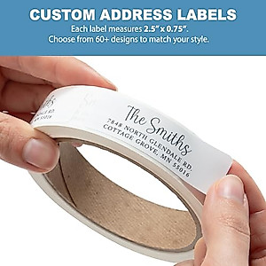 Return Address Labels Roll, Personalized Address Label Stickers, Custom White or Clear Address Labels (Roll of 100 Labels)