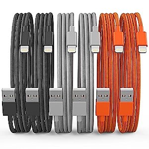 [Apple MFi Certified] iPhone Charger, 6Pack(3/3/6/6/6/10 FT) Lightning Cable Apple Charging Cable Fast Charging High Speed USB Cable Compatible iPhone 14/13/12/11 Pro Max/XS MAX/XR/XS/X/8-multicolor