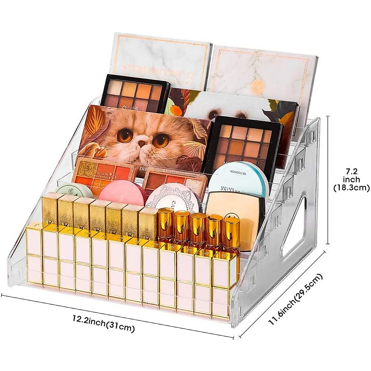 YIEZI Nail Polish Organizer 84 Bottles of 7 Layers Sunglass Organizer Acrylic Display Rack Eyeglasses Storage Essential Oils Holder Makeup Organizer No Tool Needed Assembly, Clear (2 Pack)