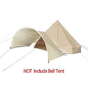 UNISTRENGH Bell Tent Awning Canopy Outdoor Tent Sunshade Tarp for Camping Hiking Beach Travel Party Beige 3M/4M/5M/6M Tent Accessory (Round Awning for 4M/5M/6M)