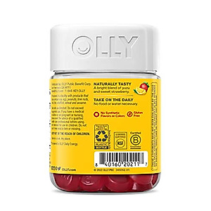 OLLY Extra Strength Daily Energy Gummy, Caffeine Free, 1000mcg Vitamin B12, CoQ10, Goji Berry, Adult Chewable Supplement, Berry Yuzu Flavor - 60 Count