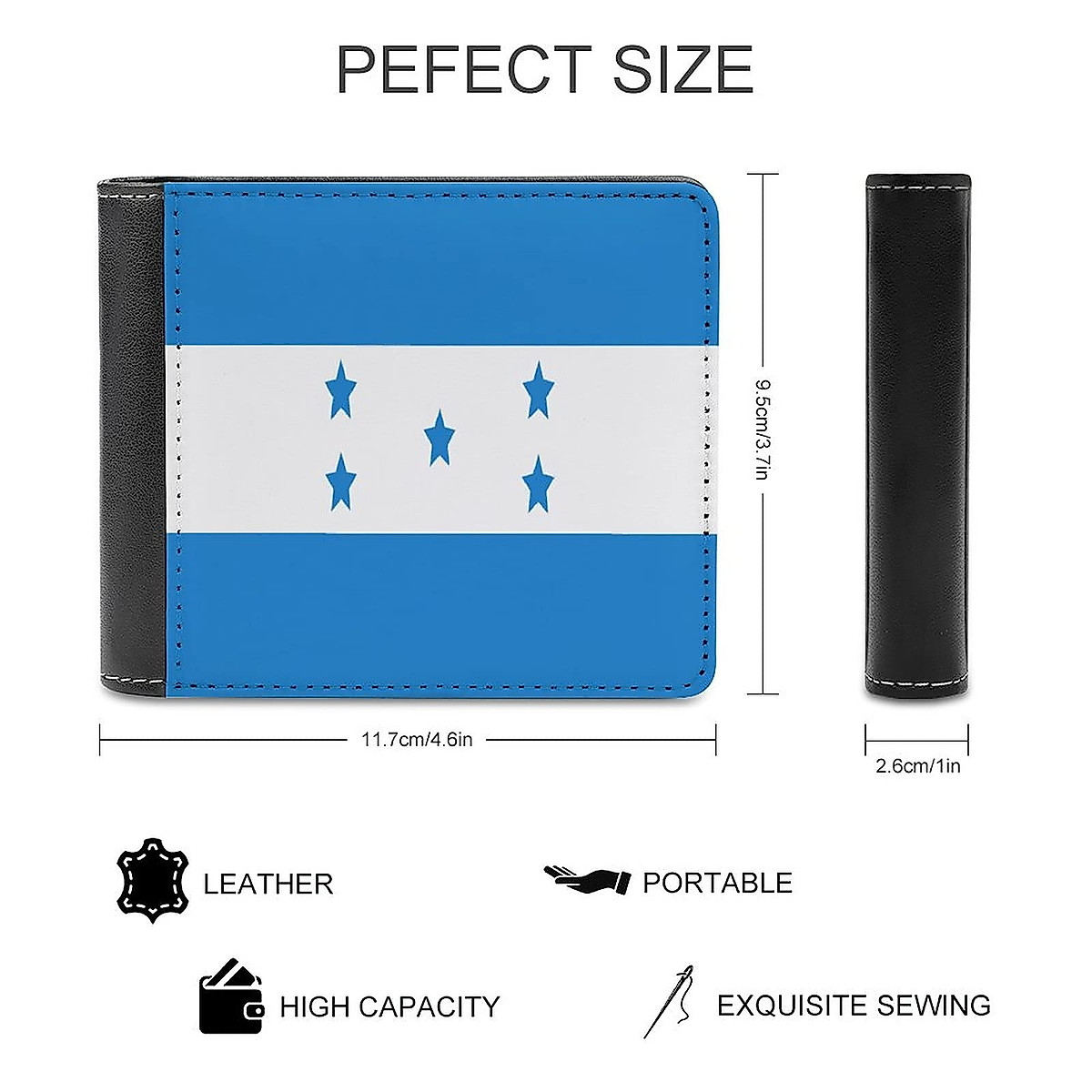 Buonota Honduras Flag 2023 new men's short bi-fold wallet