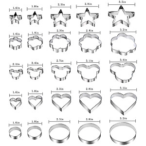 Cookie Cutters Shapes Set, 25pcs Flower,Round,Heart,Star,Mouse Shape Stainless Steel Metal Cookie Molds for Kitchen, Baking