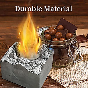 MERGLUBT Snow Mountain Tabletop Fire Pit, Mini Personal S'Mores Maker Tabletop Indoor Fire Pit,Portable Tabletop Fireplace, Rubbing Alcohol Fueled Concrete Fire Bowl, Gift for Christmas, Garden Decor