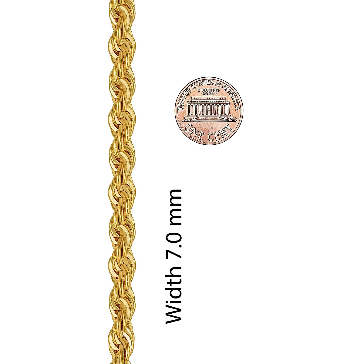 LIFETIME JEWELRY 7mm Rope Chain Bracelet for Men and Women 24K Real Gold Plated (Gold, 8 inches)