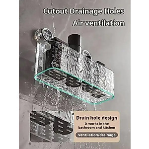 Glacier Pattern Suction Cup Shelf - Stylish Shower Caddy with Convenient Soap Dispenser，Elegant and Functional