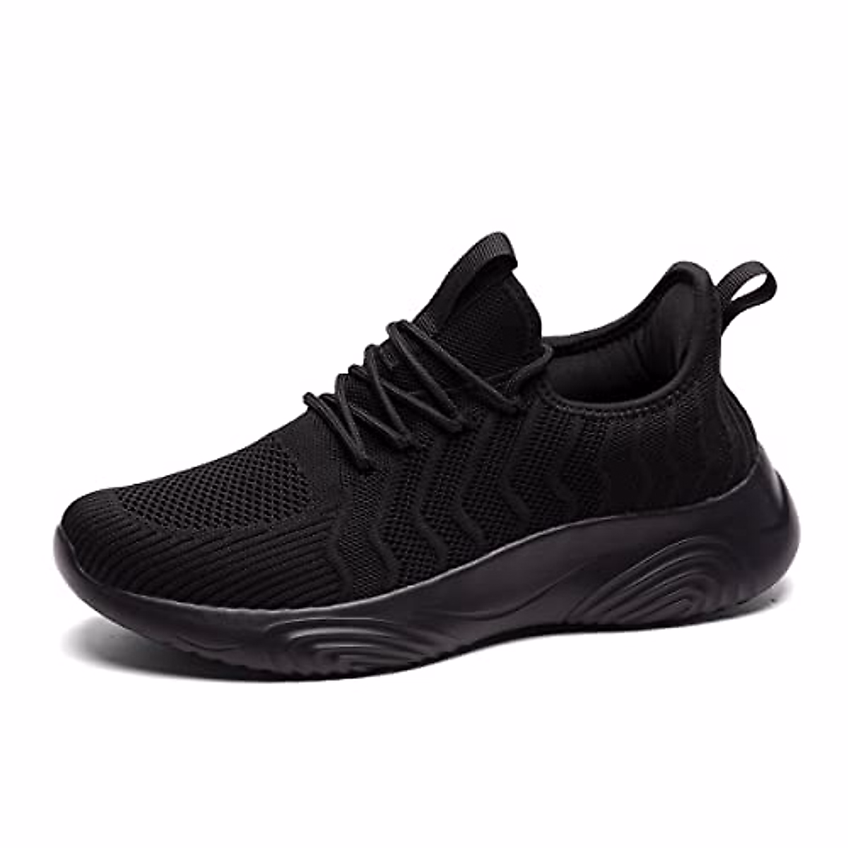 MRIP Men's Walking Shoes, Lightweight Non Slip Gym Workout Running Shoes for Men, Mesh Breathable Fashion Tennis Athletic Casual Sneakers All Black 12