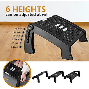 Foot Rest,6 Height Adjustable Foot Rest for Under Desk at Work,Ergonomic Under Desk Footrest with Massage Particle and Rollers,Office Under Desk Foot Stool for Promote Leg Circulation,Relieve Pressure