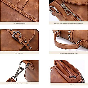 Segater® Womens Vintage Rivet Saddle Shoulder Bag Crossbody Bag Sling Bag Shopper Travel Satchel