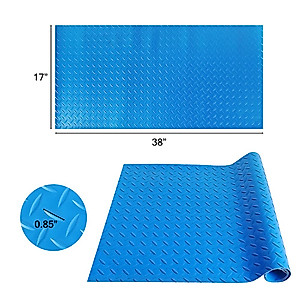 Large Swimming Pool Ladder Mat, 17"x38" Protective Non-Slip Pool Step Pad with Texture，Protective Ladder Pad for Above Ground Swimming Pools Liner and Stairs (Blue)