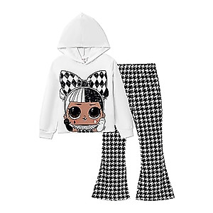 L.O.L. Surprise! Girls Clothes Hoodie and Pant Long Sleeve Stars Print Sweatshirt Leggings Girls Outfits Sets 2Pcs White 10-11 Years