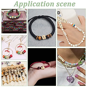 PH PandaHall 1060pcs 10mm Alphabet Wooden Beads Random Natural Square Wooden Beads 3~4mm Hole Wooden Loose Beads with Initial Letter Cube Beads Letter Beads for Jewelry Making and DIY Projects