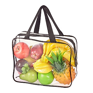 NATURAL STYLE 3 Pieces Clear Makeup Cosmetic Bags for Travel, TSA Approved Clear Toiletry Bag Set with Zipper, Waterproof Transparent PVC Packing Cubes Organizer Storage Bag (Black)