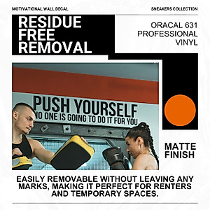 My Vinyl Story - Push Yourself - Motivational Wall Art Gym Wall Decor Decal Quote Sticker Home Exercise Fitness Workout Positive Sign Office Vinyl Removable (Matte Black, 36x9 inches)