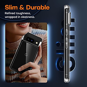 TAURI [5 in 1 Designed for Google Pixel 8 Case Clear, [Not Yellowing] with 2 Tempered Glass Screen Protector + 2 Camera Lens Protector, [Military Grade Drop Protection] Slim for Pixel 8 Phone Case