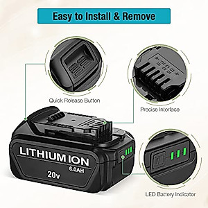 ORHFS 6.0Ah 20V Max Battery Replacement Compatible with Dewalt 20V Max XR DCB205 DCB204 DCB206 DCB205-2 DCB200-2 DCB180 DCD985B DCB200 DCD/DCF/DCG Series 2 Packs