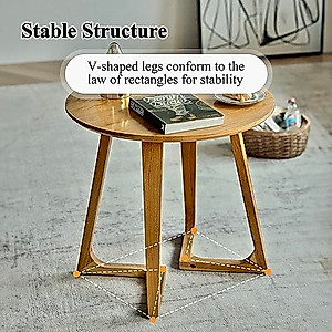 Cttasty Round End Table, Wood Side Table, Mid Century Modern Coffee Table with V-Shaped Legs, Living Room End Table, Modern Accent Table, Sofa Table 23.62" L x 23.62" W x 23.62" H, Natural
