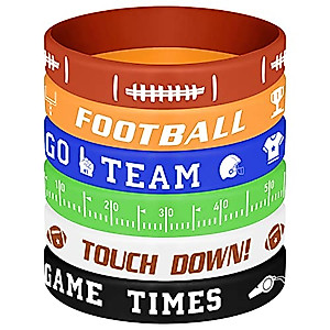 MIAHART 16 Pieces Football Theme Bracelets Silicone Wristband for Sport Theme Birthday Party Favors, 6 Styles