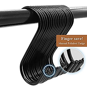 30 Pack ESFUN S Hooks Black Steel S Shaped Hooks for Hanging Pans Pots Plants Bags Towels Heavy Duty Kitchen Hooks Hanger, Large 3.7 inch