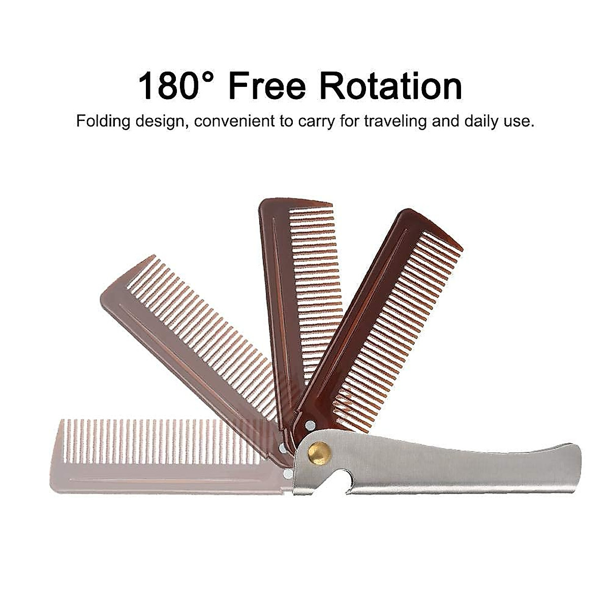 Beard Comb, Natural Wood Mustache Comb Folding Beard Comb for Combing Both Hair and Beard, 12x3.5x1cm