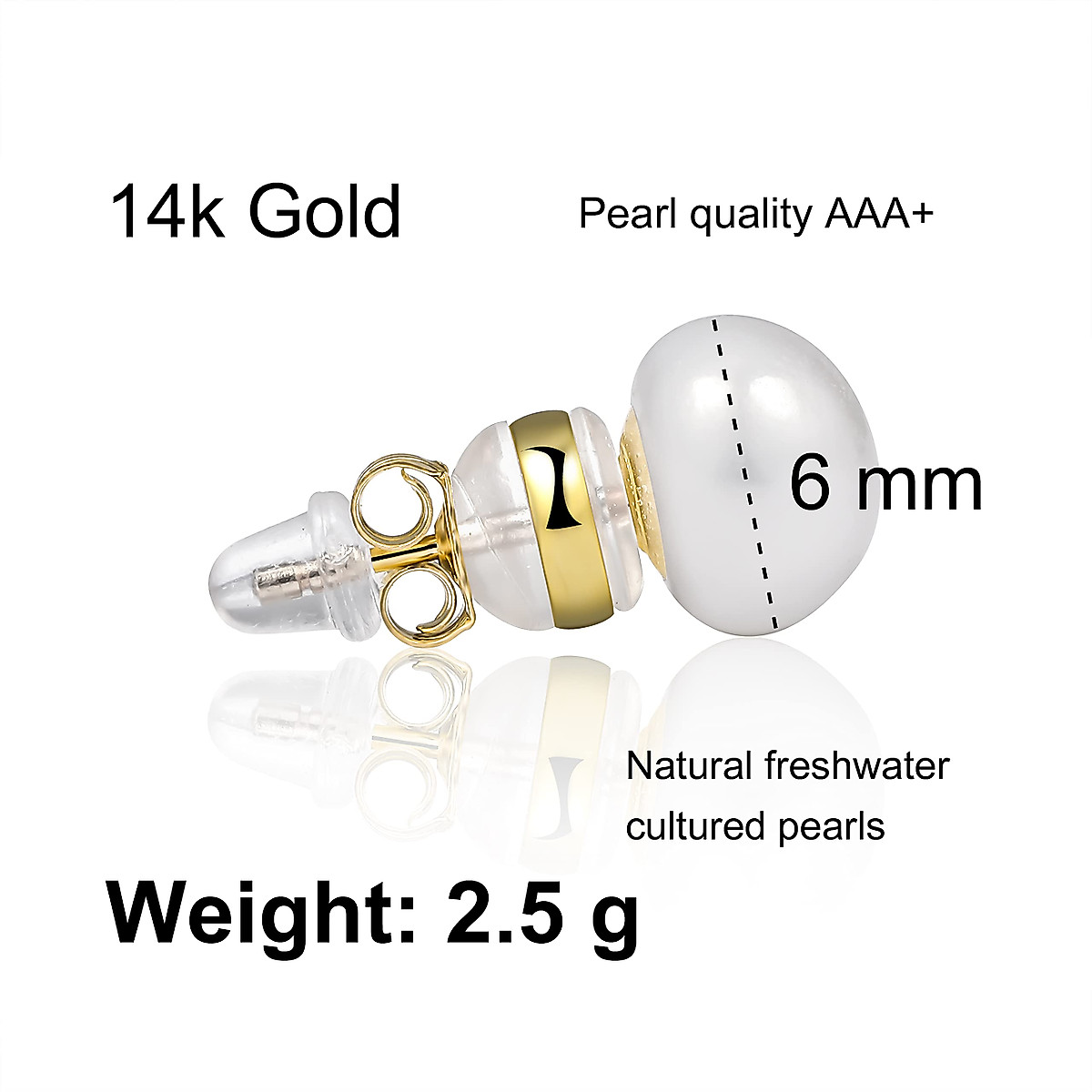 CowlynI Pearl Earrings Freshwater Cultured 14k Gold Plated AAAA+ Quality Handpicked Pearls Stud Hypoallergenic Valentines Day Gifts Jewelry for Women Men