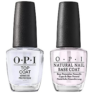 OPI Nail Polish Top Coat, Protective High-Gloss Shine, 0.5 Fl Oz, OPI Nail Polish Base Coat, Natural Nail Polish Base Coat, 0.5 Fl Oz