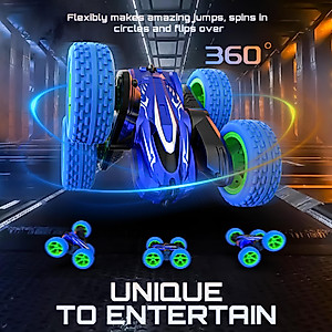 SHARKOOL Remote Control Car - 2.4Ghz RC Cars with LED Lights, RC Stunt Car for Kids, Christmas Birthday Gift for Boys Age 3 4 5 6 7 8 Years Old