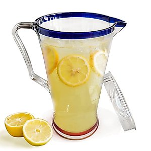 Lily's Home Shatterproof Plastic Pitcher with Color Rim, the Large Capacity Makes it Excellent for Parties, Both Indoor and Outdoor, Clear 100 Ounces (Pitcher Only)