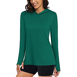 MAGCOMSEN Hiking Shirts Women UV Shirts UPF 50+ Long Sleeve Rash Guard Moisture Wicking Shirt for Workout Emerald Green S