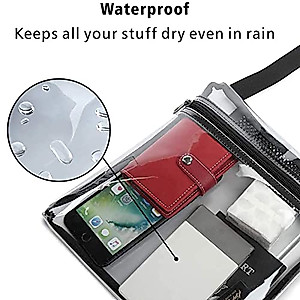 F-color Clear Bag Stadium Approved, Clear Purse for Womem,Clear Crossbody Concert Bag with Mesh inner Pocket, Black