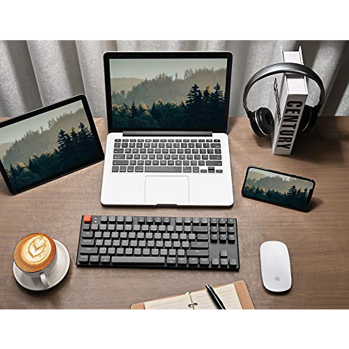 Keychron K13 87 Key Ultra-Slim Wireless Bluetooth/USB Wired TKL Tenkeyless Mechanical Gaming Keyboard, RGB LED Backlit Low Profile Blue Switches for Mac Windows, N-Key Rollover, Version 5