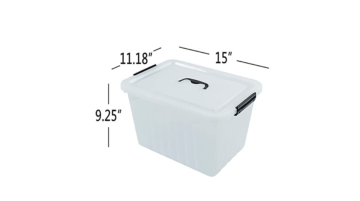 Ponpong 18 Qt Clear Plastic Latch Storage Box - 4 Pack