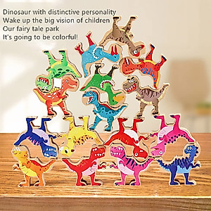 Dinosaur Stacking Toy Wooden Animal Puzzle Children's Dino Education Stacking Toy, Used in Children's Montessori Toys As Gifts for 3-7 Years Old Boys and Girls