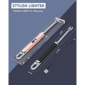 LcFun Candle Lighter 2 Pack, USB Rechargeable Lighter, Plasma Arc Electric Lighter with 360°Flexible Neck Long Lighter, Windproof Flameless Lighters for Candles, Fireworks, BBQ (Black & Pink)