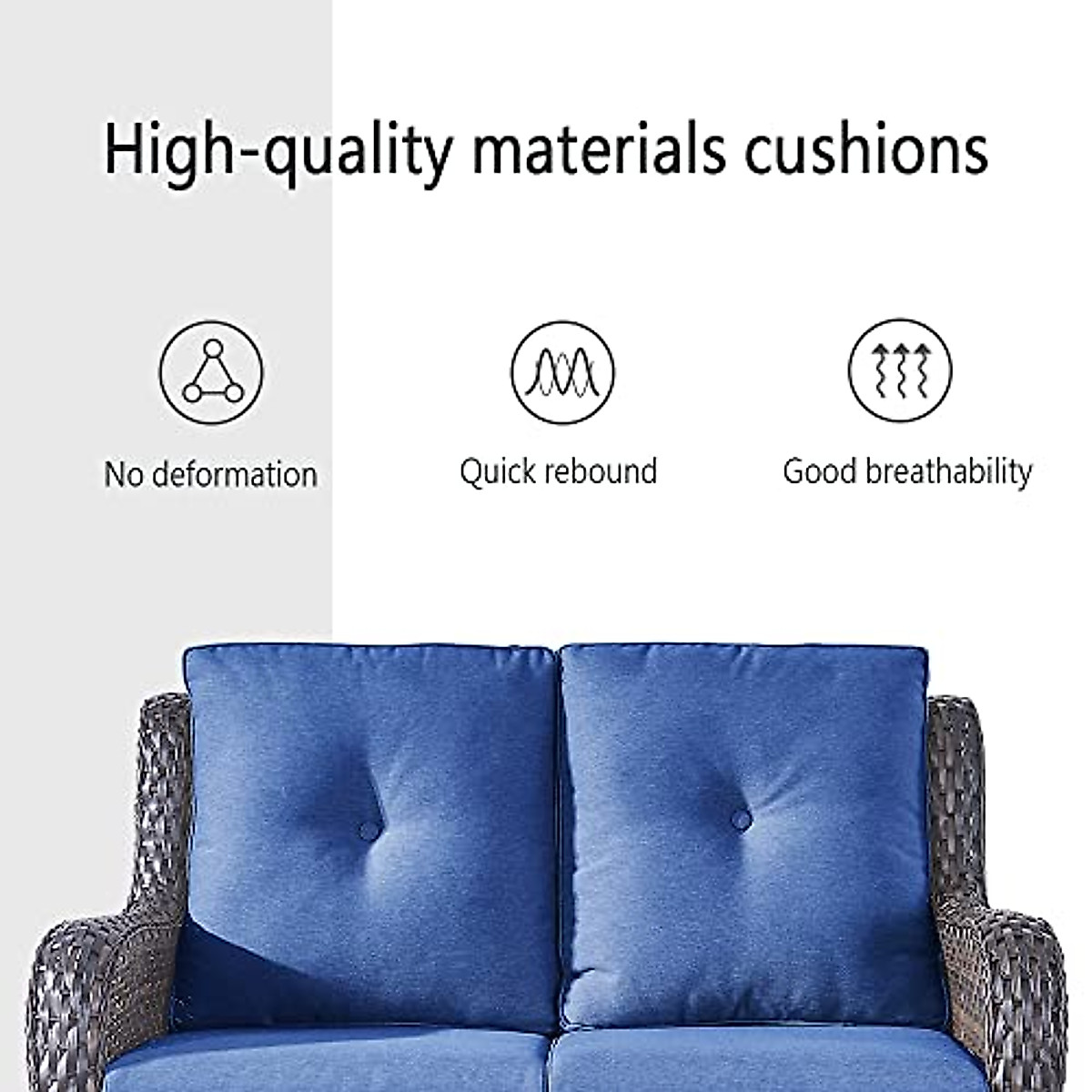 Belord 5 Pieces Patio Furniture Sets, Wicker Patio Swivel Glider Chairs with 2 Ottoman and Loveseat for Outside Balcony Porch Deck Backyard and Poolside