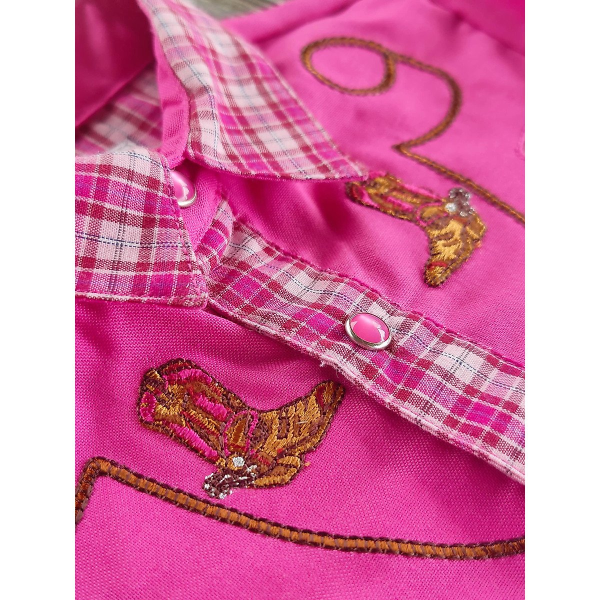 4Rodeo Baby Toddler Western Pink Plaid Cowboy Bodysuit Shirt (9-12 Months)