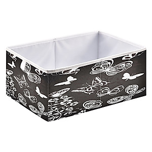 Kigai Black White Butterfly Flower Cube Storage Bins - 11x11x11 In Large Foldable Storage Basket Fabric Storage Baskes Organizer for Toys, Books, Shelves, Closet, Home Decor