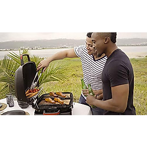 Megamaster 820-0065C 1 Burner Portable Gas Grill for Camping, Outdoor Cooking , Outdoor Kitchen, Patio, Garden, Barbecue with Two Foldable legs, Red + Black