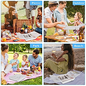 YICOCHI Portable Utensil Holder for Countertop with Lid & Handle, Plastic Silverware Tray for Drawer Flatware Organizer, White